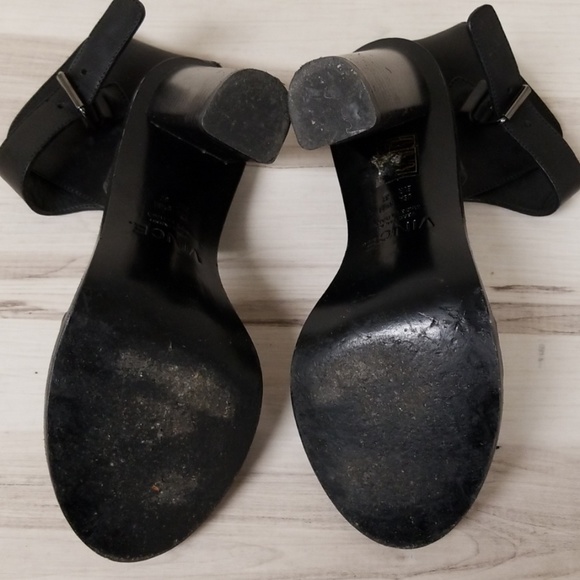 Shoes | Vince Black Leather Ankle Strap Heels Size 65 | Poshmark